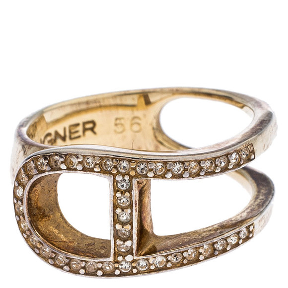Etienne Aigner | Jewelry | Aigner Gold Tone Crystal Embellished Ring ...
